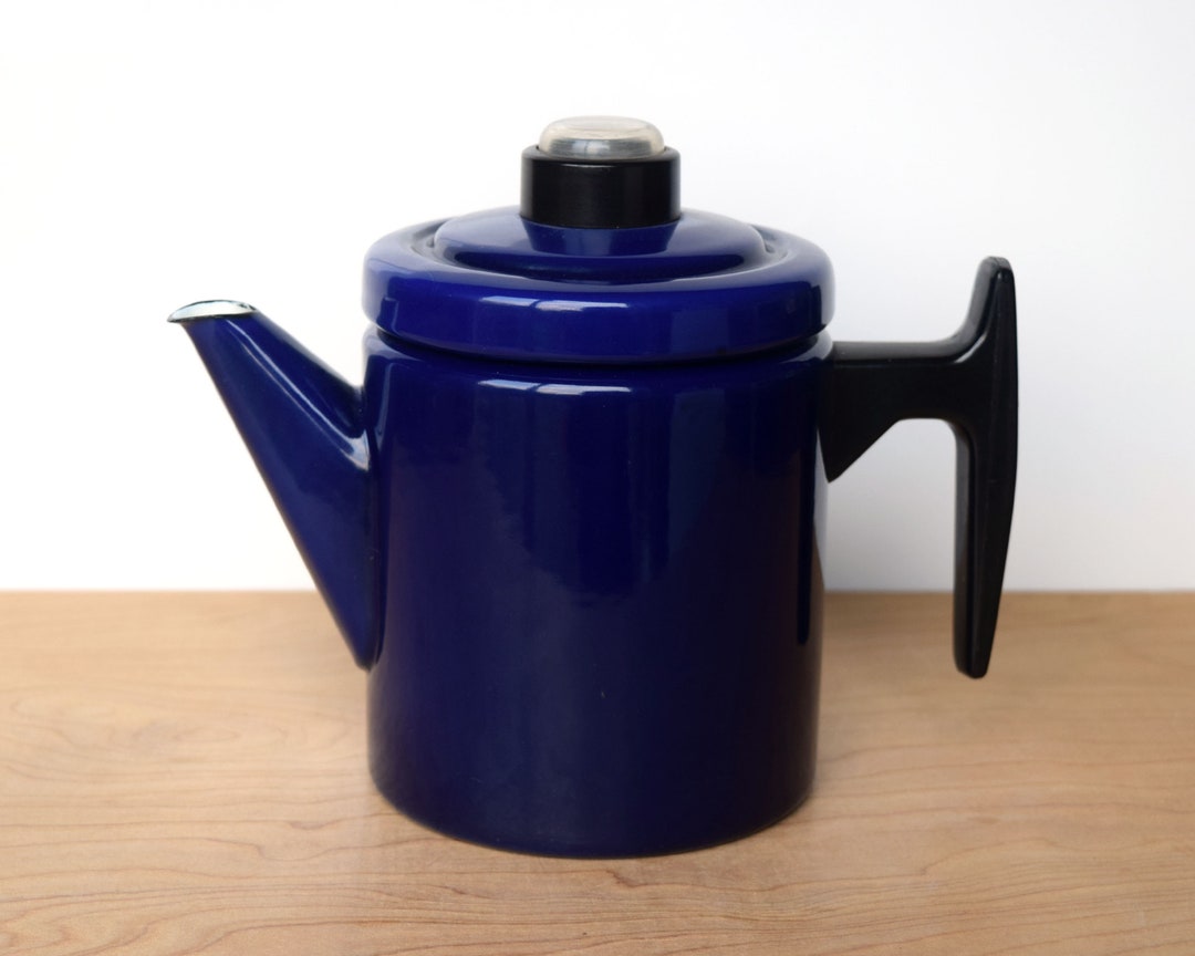 Vintage Finel Enamelware Blue Coffee Pot Percolator Pehtoori Designed ...