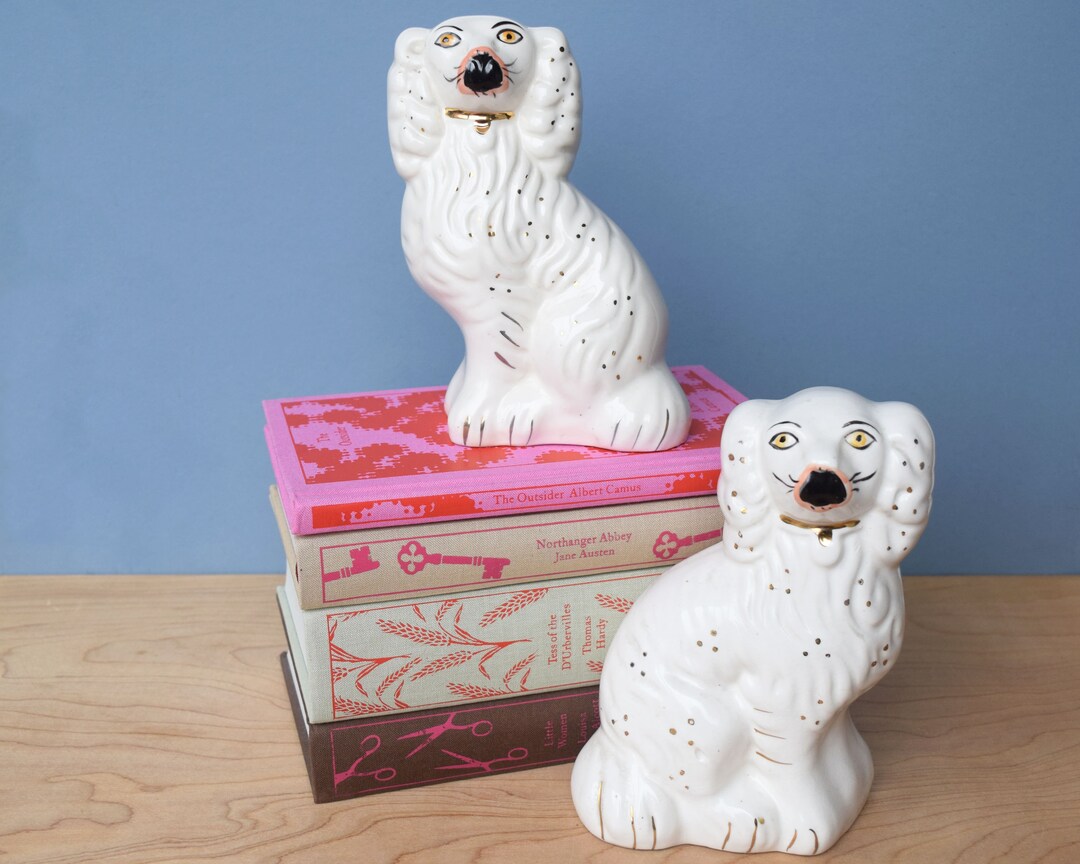 Vintage Staffordshire Style Ceramic Dogs Mantelpiece Bookends Wally ...