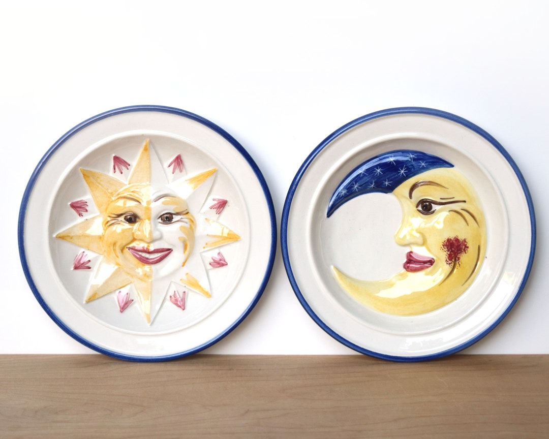 Vintage Italian Sun and Moon Small Decorative Plates Bassano - Etsy