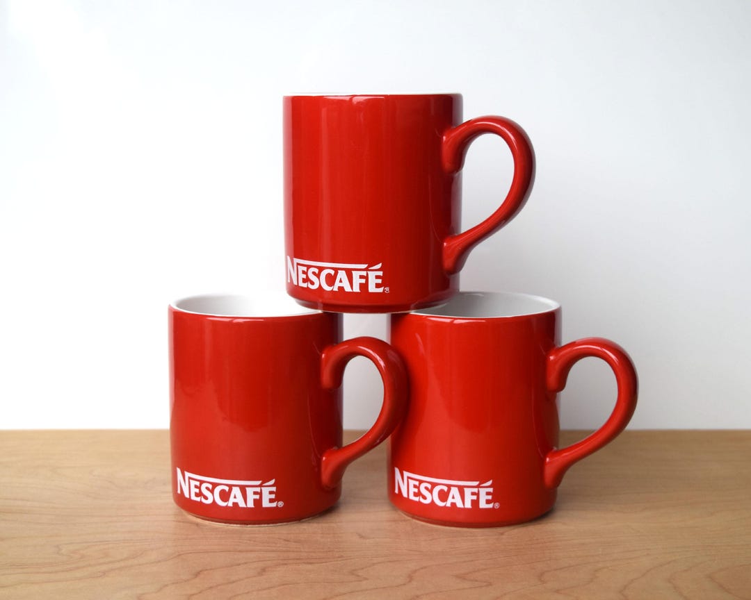 Vintage Nescafe Red Coffee Mugs Set of Three - Etsy