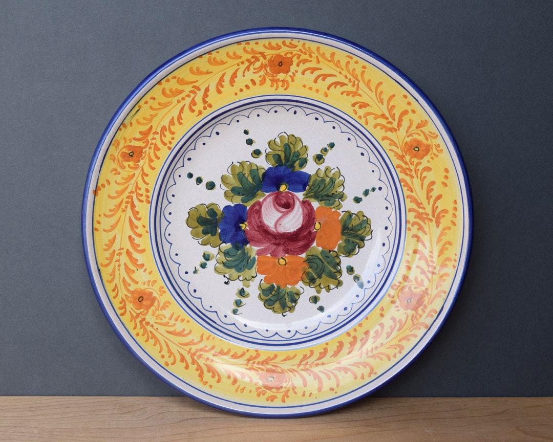 Vintage Deruta Wall Plate Hand-painted Rose Floral Scallop Motif With ...