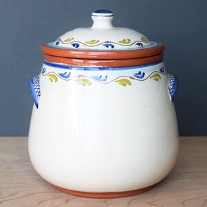 Vintage Large Storage Jar Terracotta Clay With Hand-painted Fruit and ...