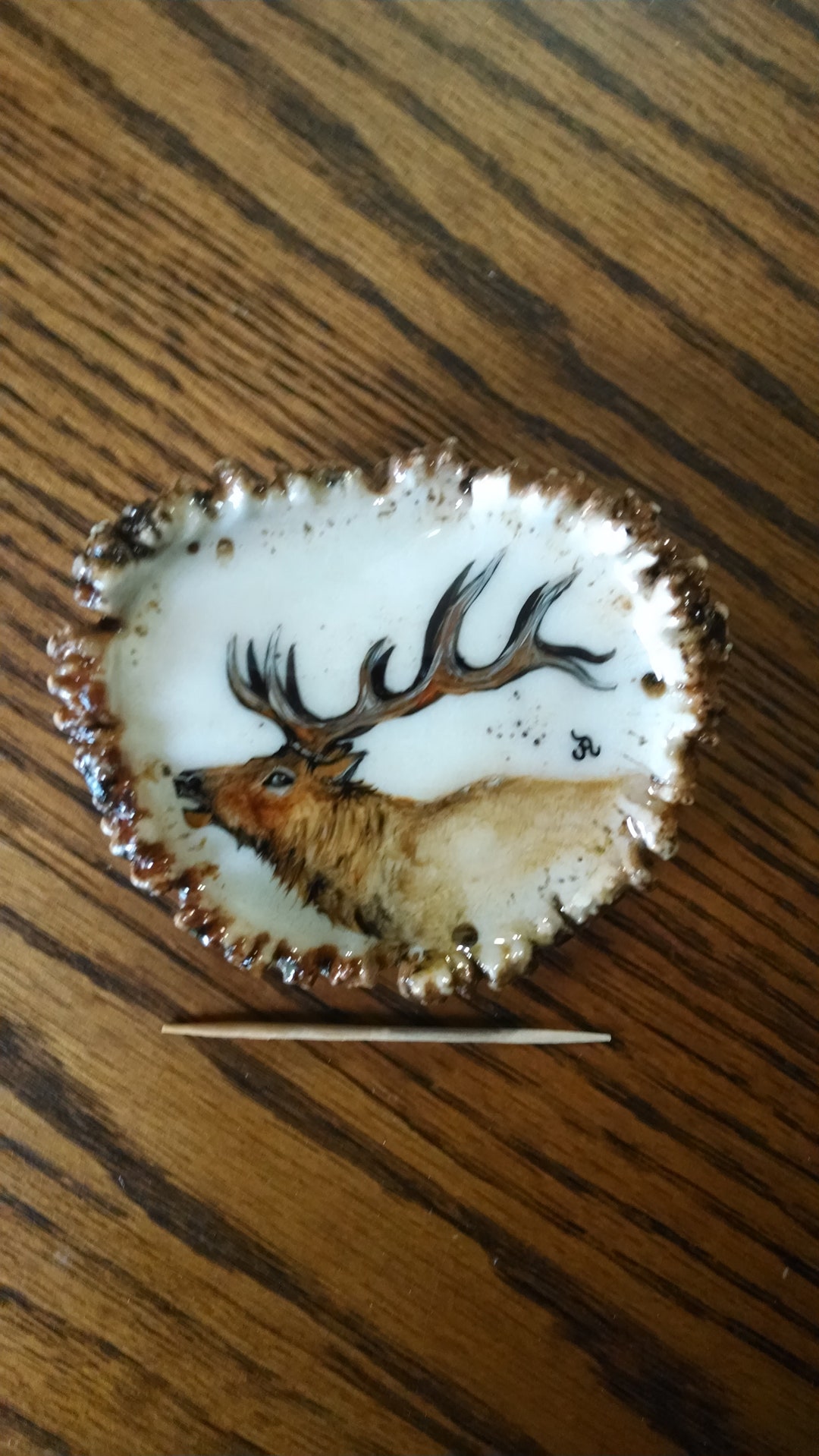 Antler Belt Buckle, Bull Elk Profile, Original Painted Artwork, Genuine ...