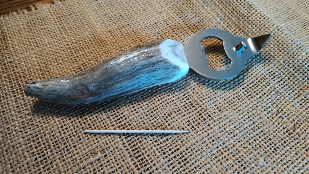 Elk Antler Handle Can Punch and Bottle Opener: 6-3/4" Bar Tool - Etsy