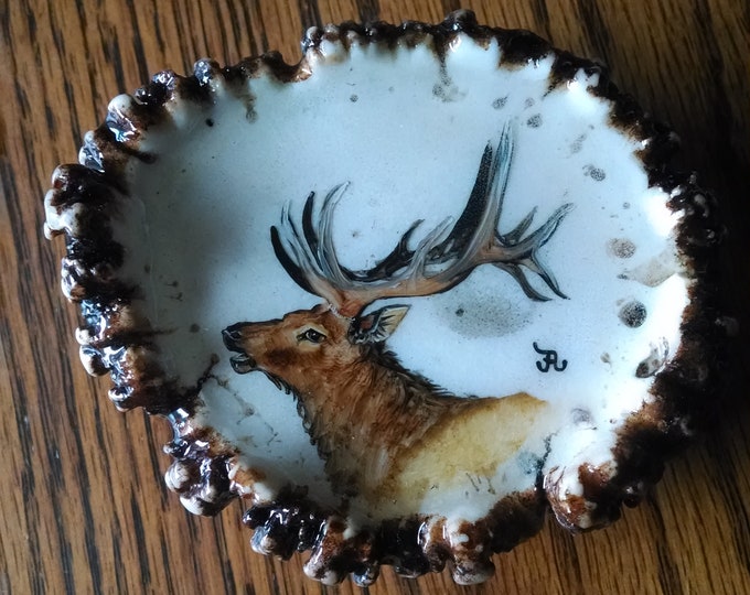 Antler Belt Buckle, Bull Elk Painting, Original Painted Artwork ...