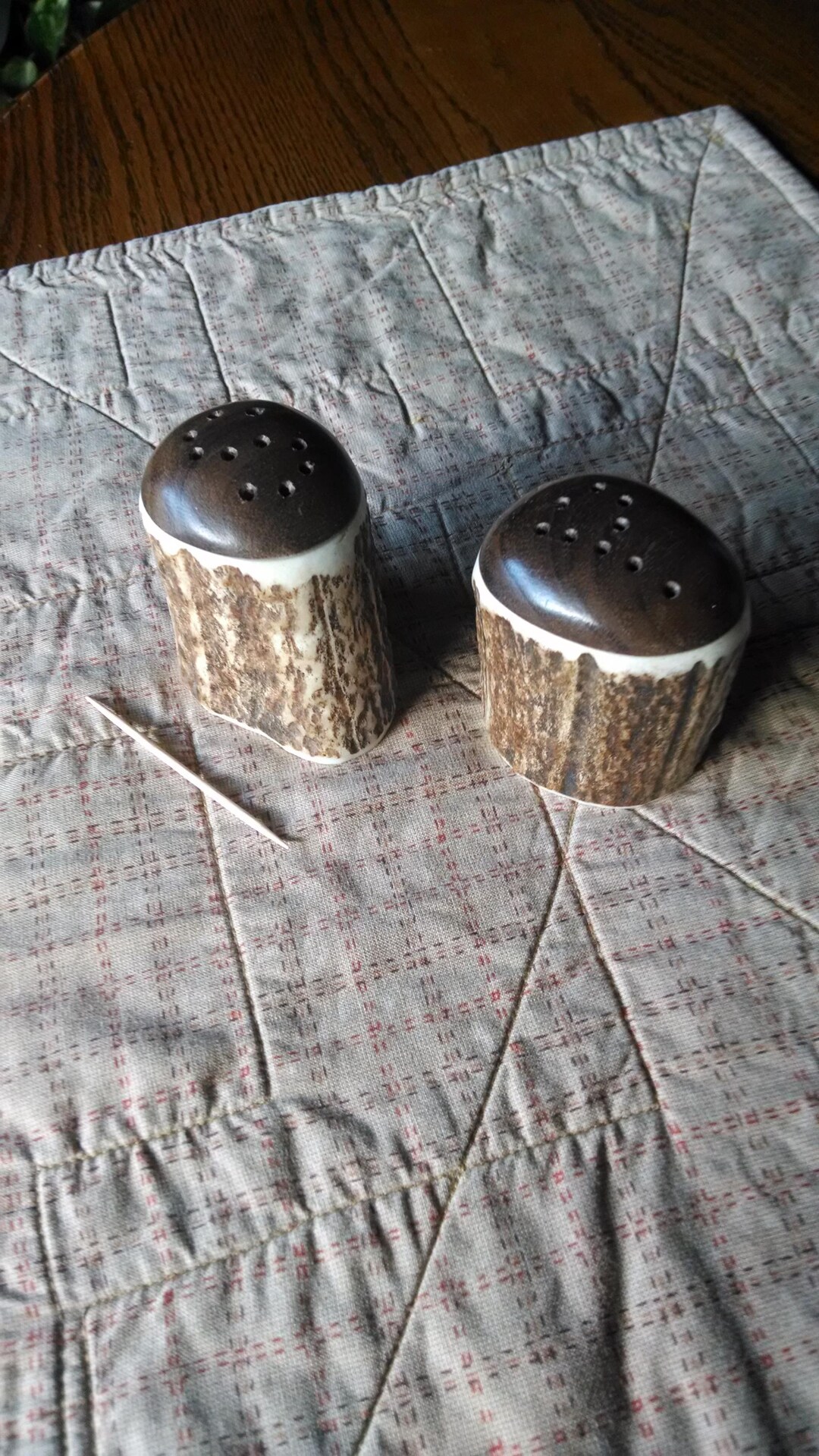 Elk Antler Salt & Pepper Set, Two Antler Shaker Set, Genuine Hollowed ...
