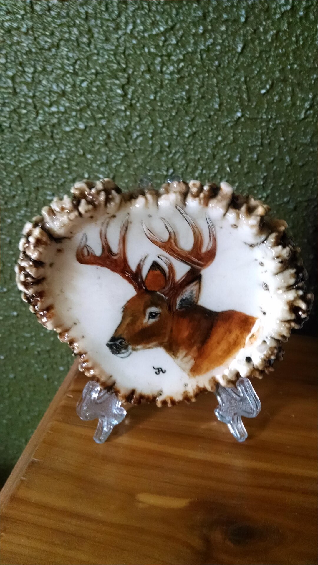 XL Elk Antler Belt Buckle, Hand Painted Whitetail Deer Buck, Original ...