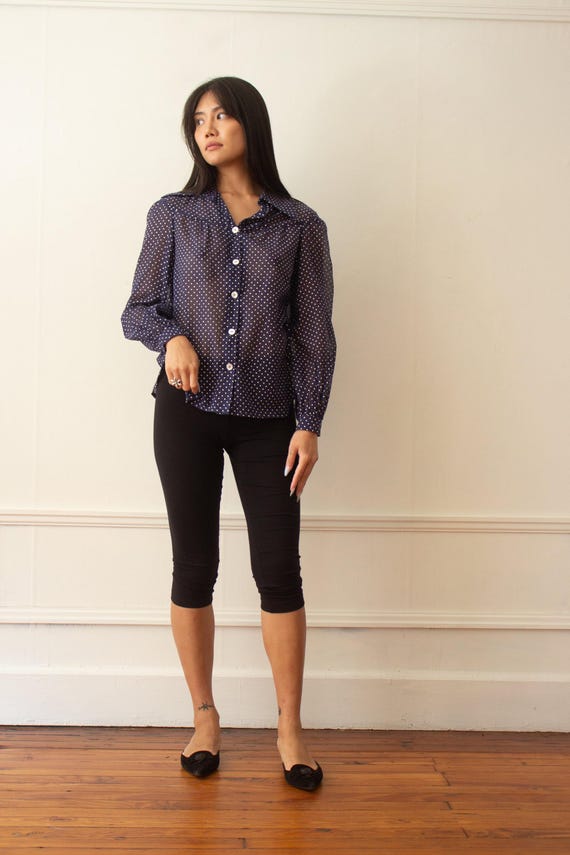 1970s Albert Capraro Swiss Dotted Voile Blouse - Gem