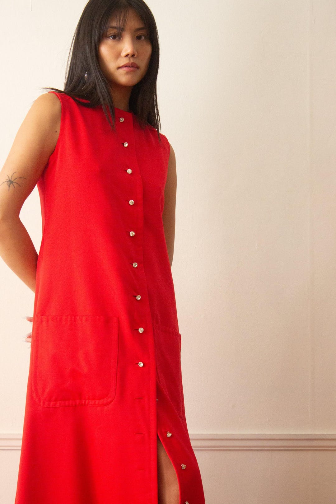 1968 Chuck Howard Red Taffeta Sleeveless A-line Dress - Etsy