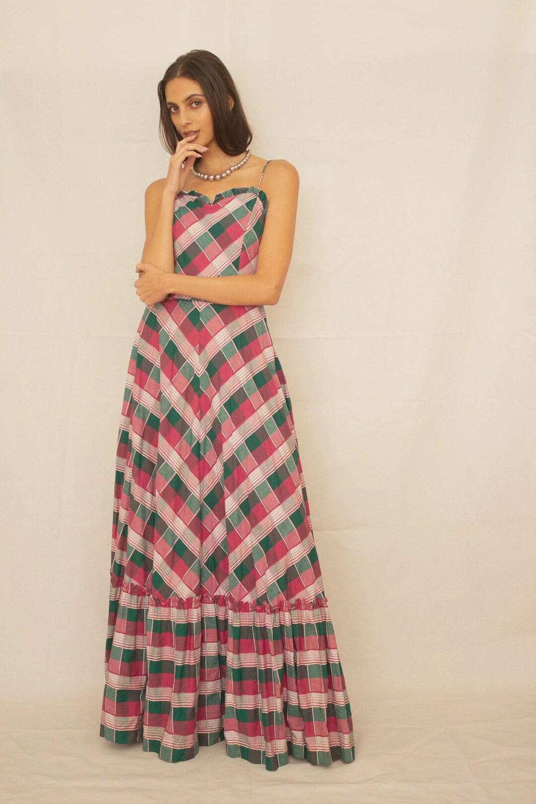1940s Party Lines Emma Domb Plaid Cotton Gown - Etsy