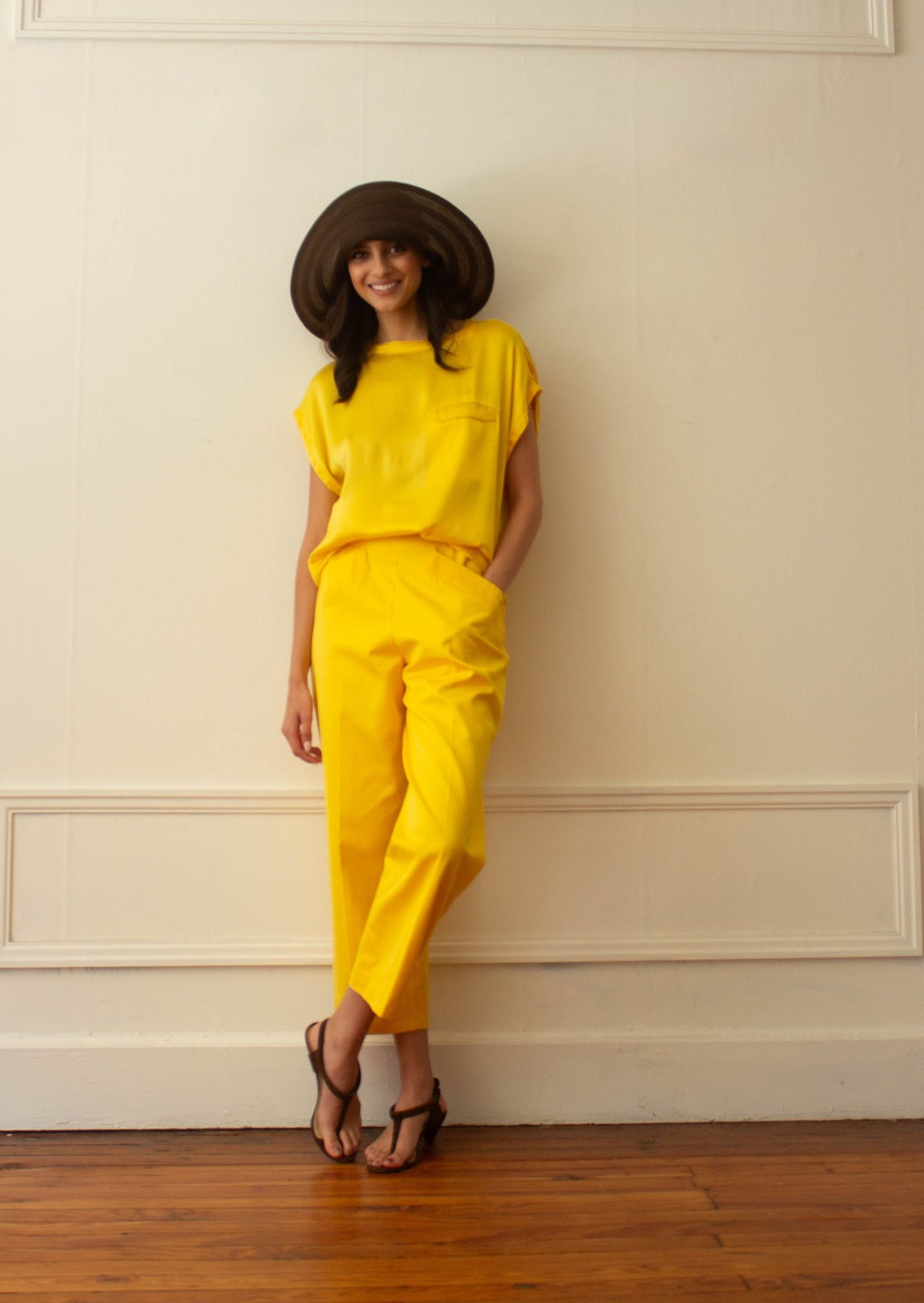 1992 YSL Sunshine Yellow Summer Trousers - Etsy
