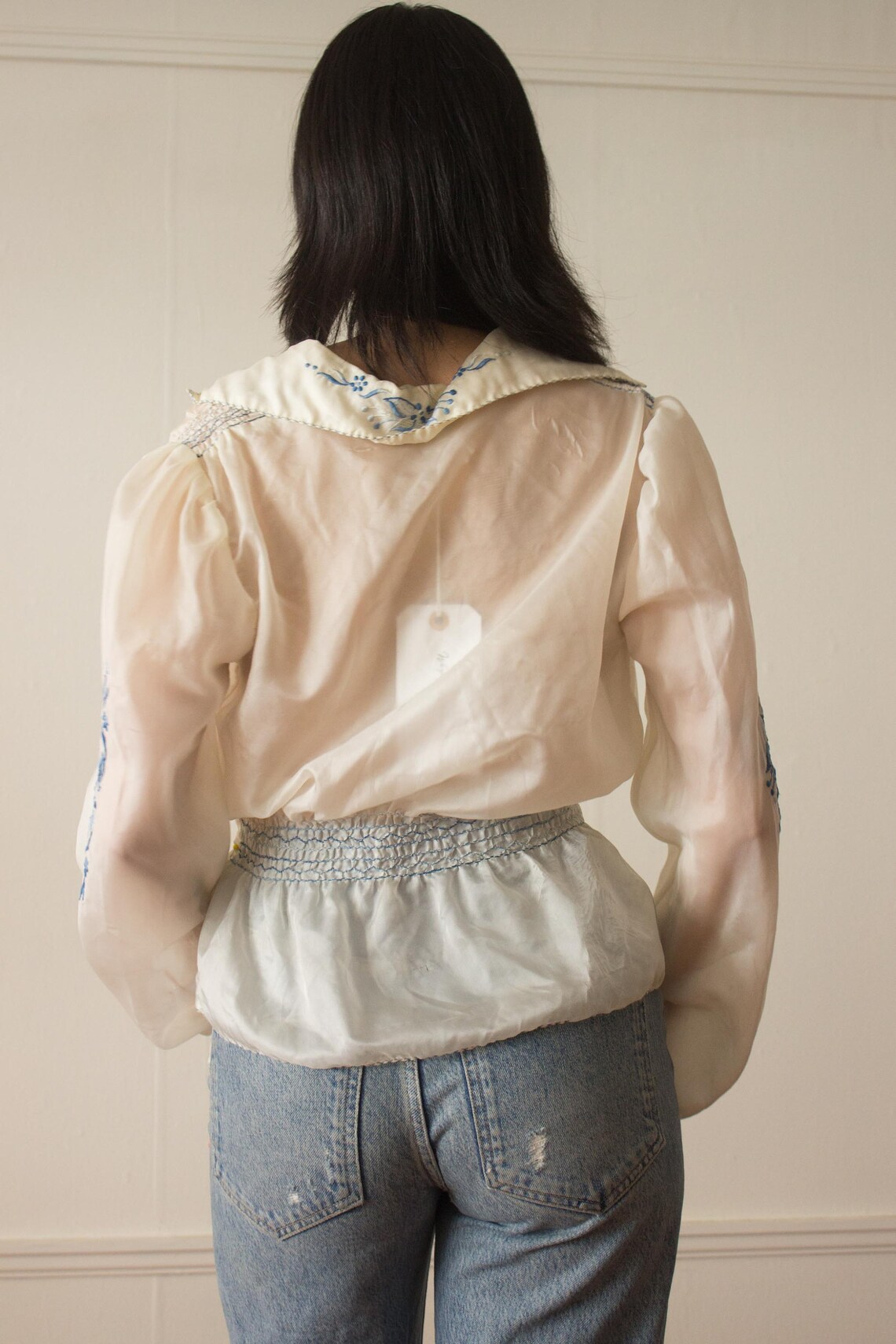 1940s Parachute Silk Embroidered Peasant Top Blue - Etsy