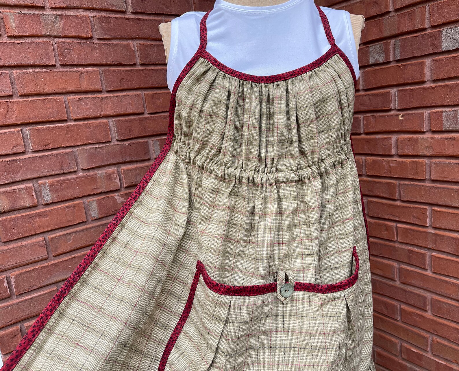 Vintage 70's Style Apron Made From Woven Plaid Fabric & - Etsy