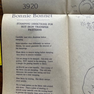 Aunt Martha's Hot Iron Transfers, Bonnie Bonnet Pattern 3920. for ...