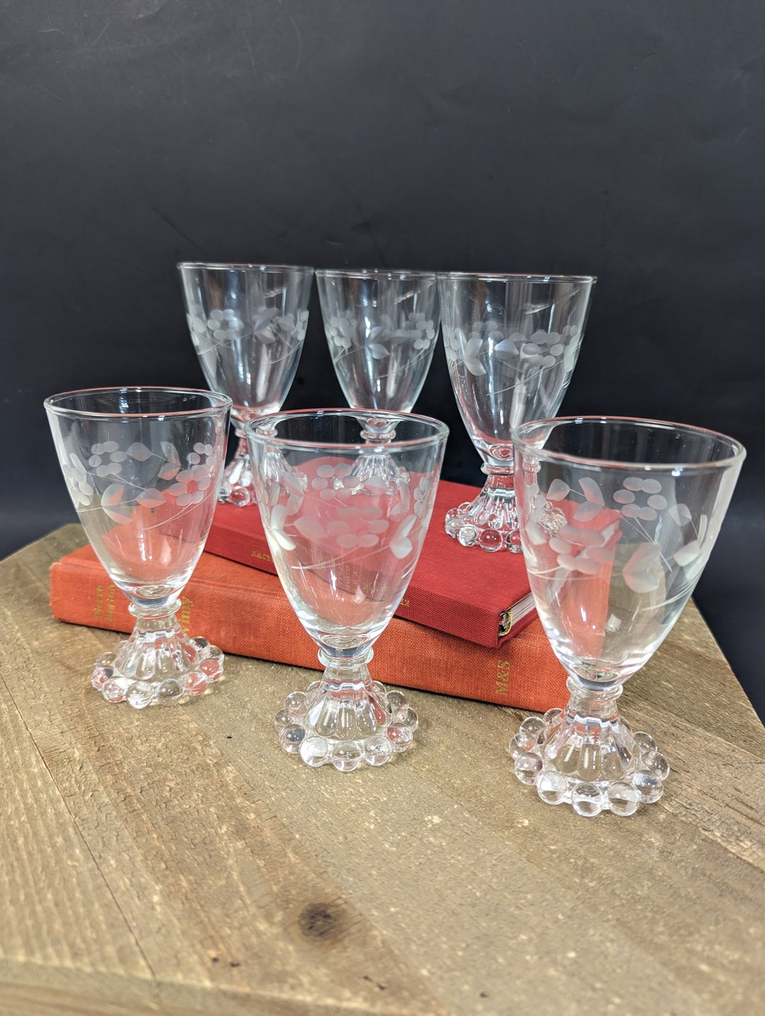 Boopie Glasses, Anchor Hocking, Etched Boopie Glass Set of 6, Vintage ...