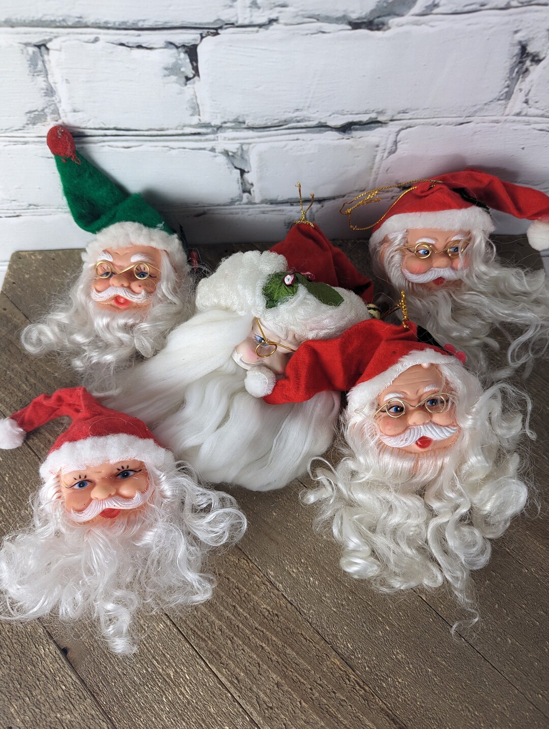 Vintage Santa Claus Ornaments, Santa Doll Head Ornaments Set of 5 - Etsy
