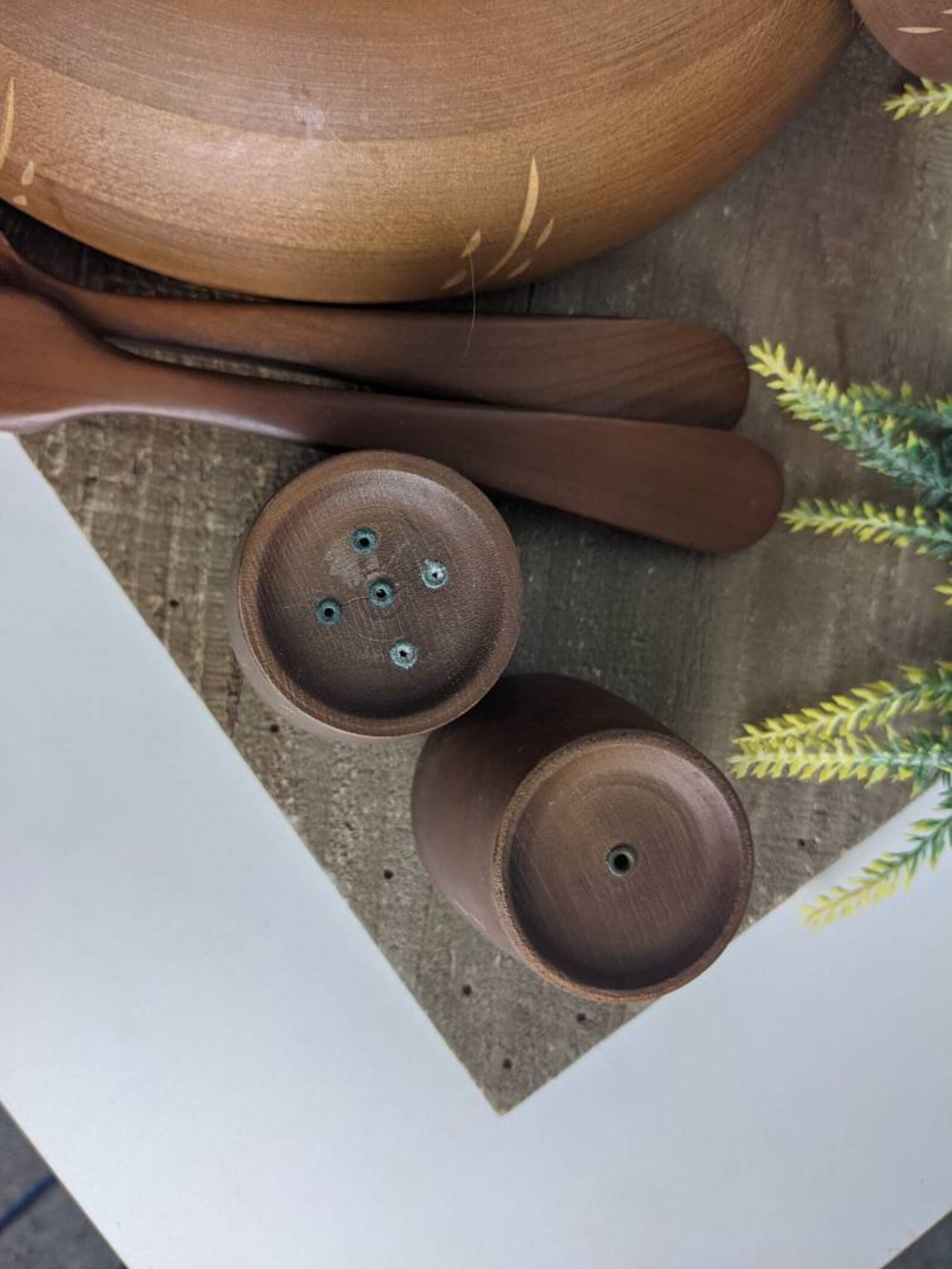 Vintage Wood Bowl Set, Baribocraft Wheat Motif Wooden Salad Set With ...