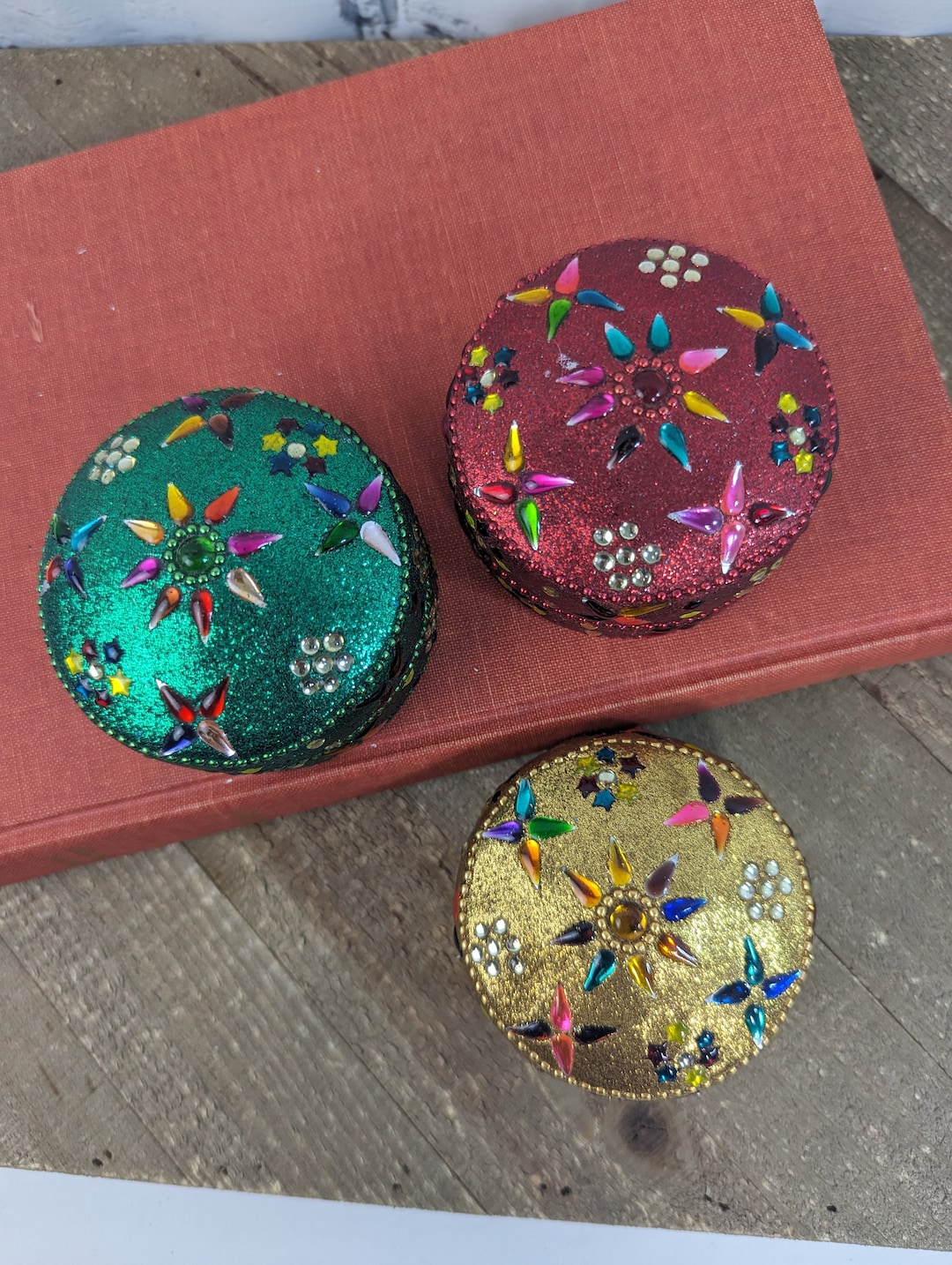 Y2K Trinket Boxes, Glitter and Jeweled Mini Boxes Set of 3 - Etsy