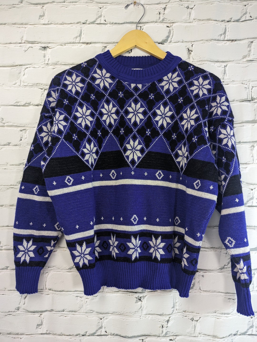 Vintage Steffner Virgin Wool Sweater, Christmas Sweater, Snowflake Ski ...