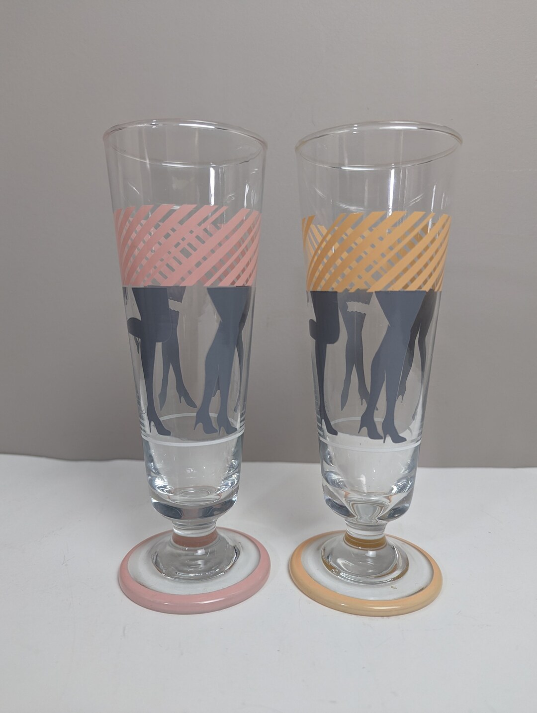 80s Panache Cocktail Glasses, Panache Memphis Pink Peach Glassware ...