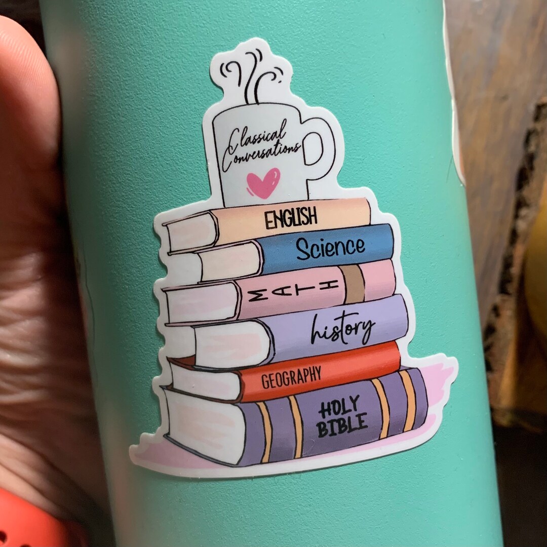 Classical Conversations Vinyl Sticker • Stack of Books • Water Bottle ...