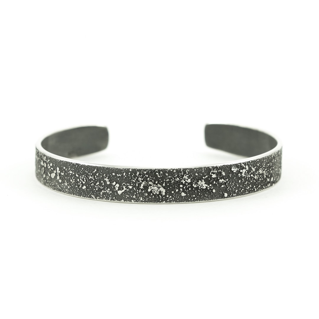 Silver Cuff Textured Rustic Bracelet, Blackened Silver Bracelet ...