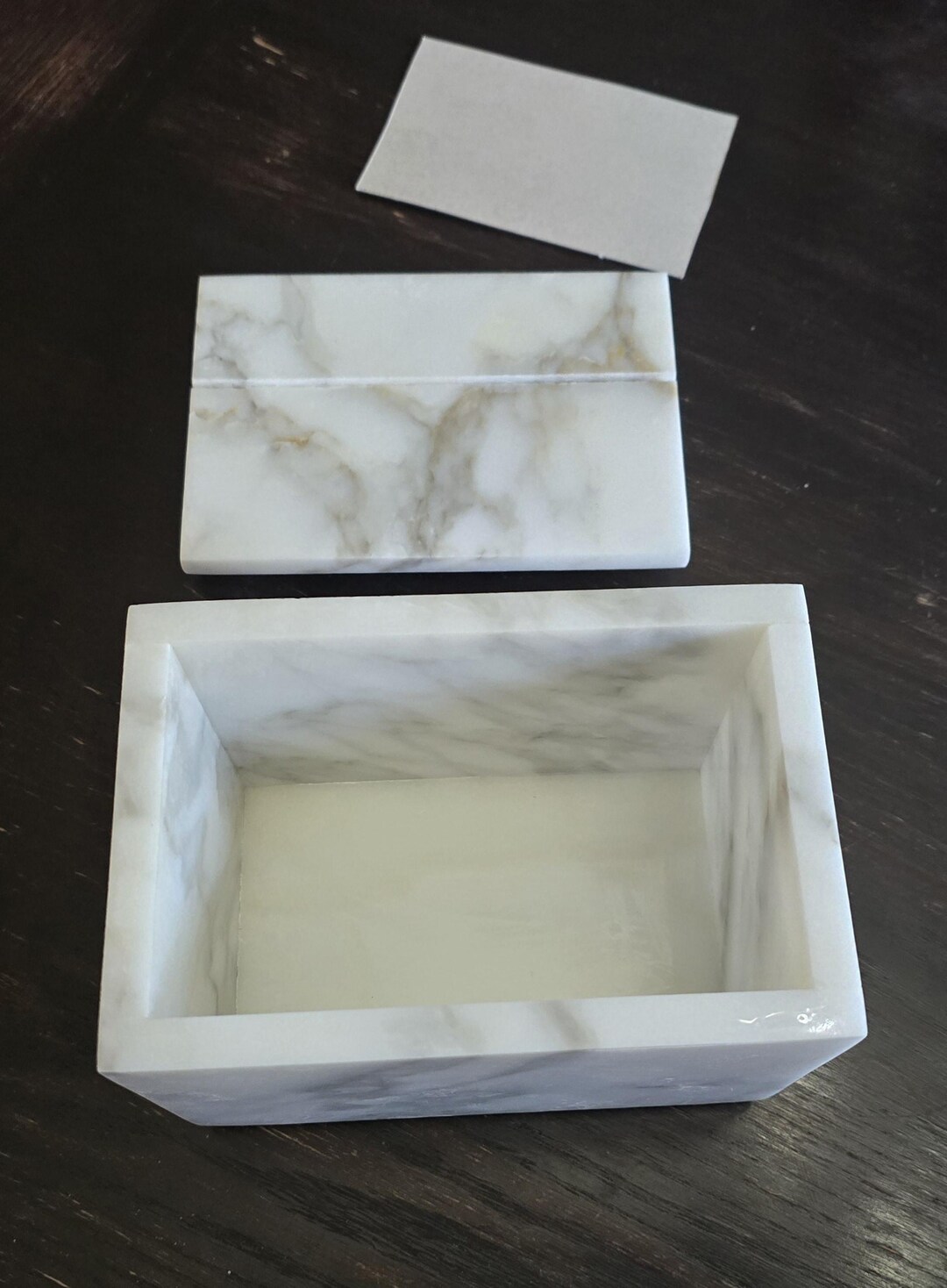 Calacatta Gold Marble Recipe Box 6"×4" Height 4 1/2" Fits 5x3 Recipe ...