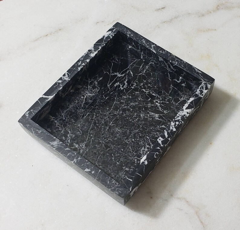 Mixed White Nero Marquina Marble Tray in Your Choice of Sizes , Perfect ...