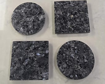 Set of 4, Carrara Coasters. Round Granite Coasters. Granite Coasters ...