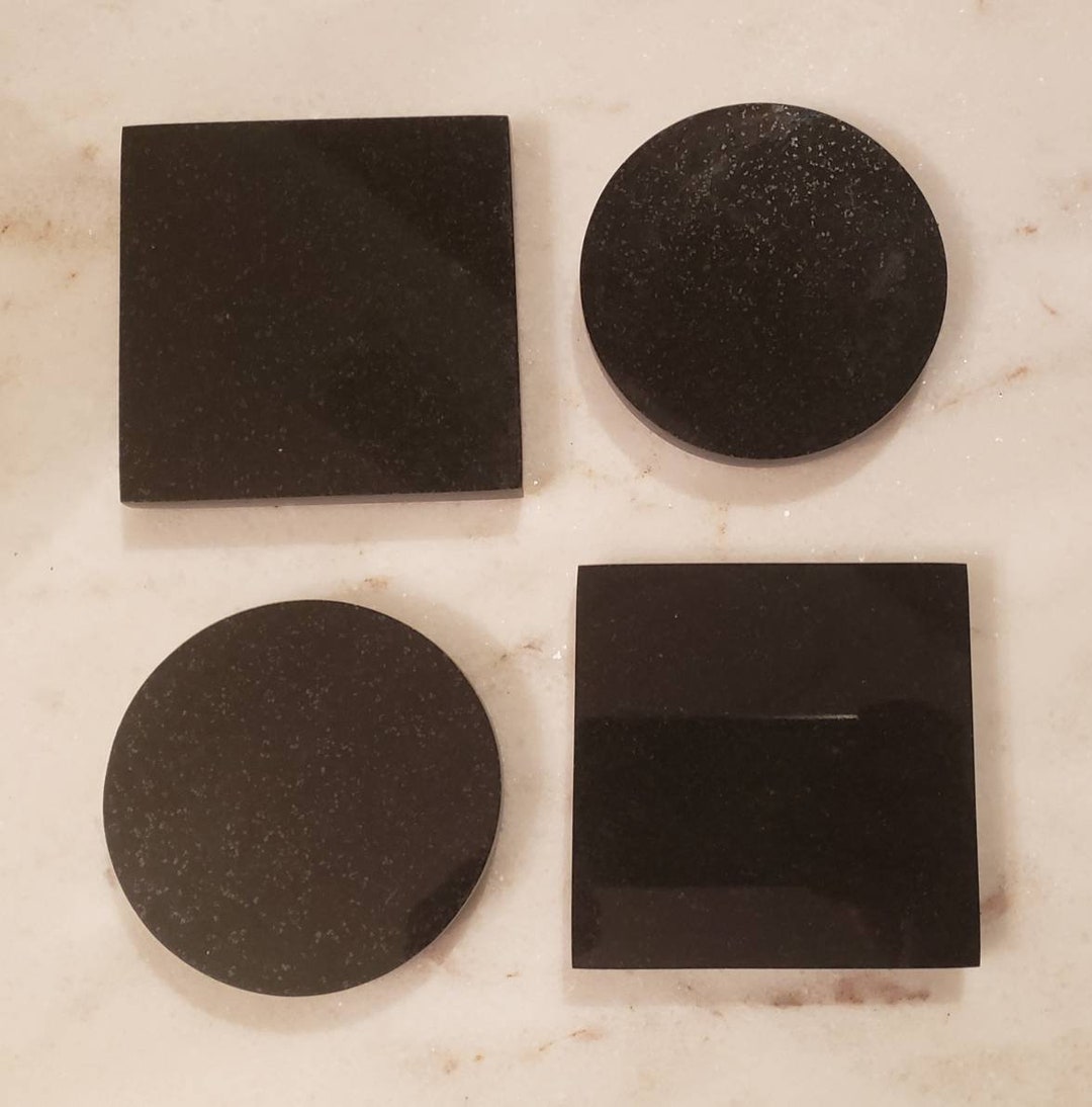 Granite Coasters Set of 4 Handmade Absolute Black Granite Coasters ...
