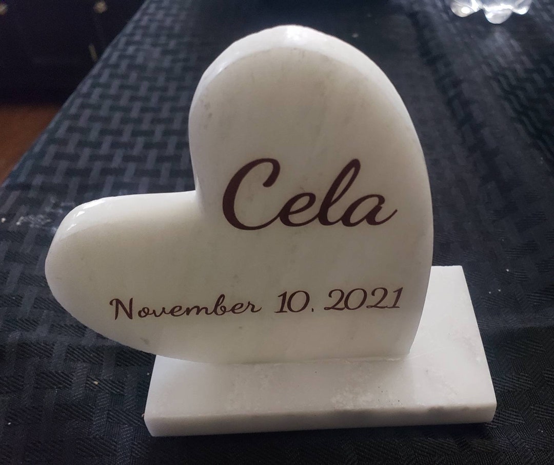 Glacier White Marble Heart 4" Polished Heart on Marble Base ...