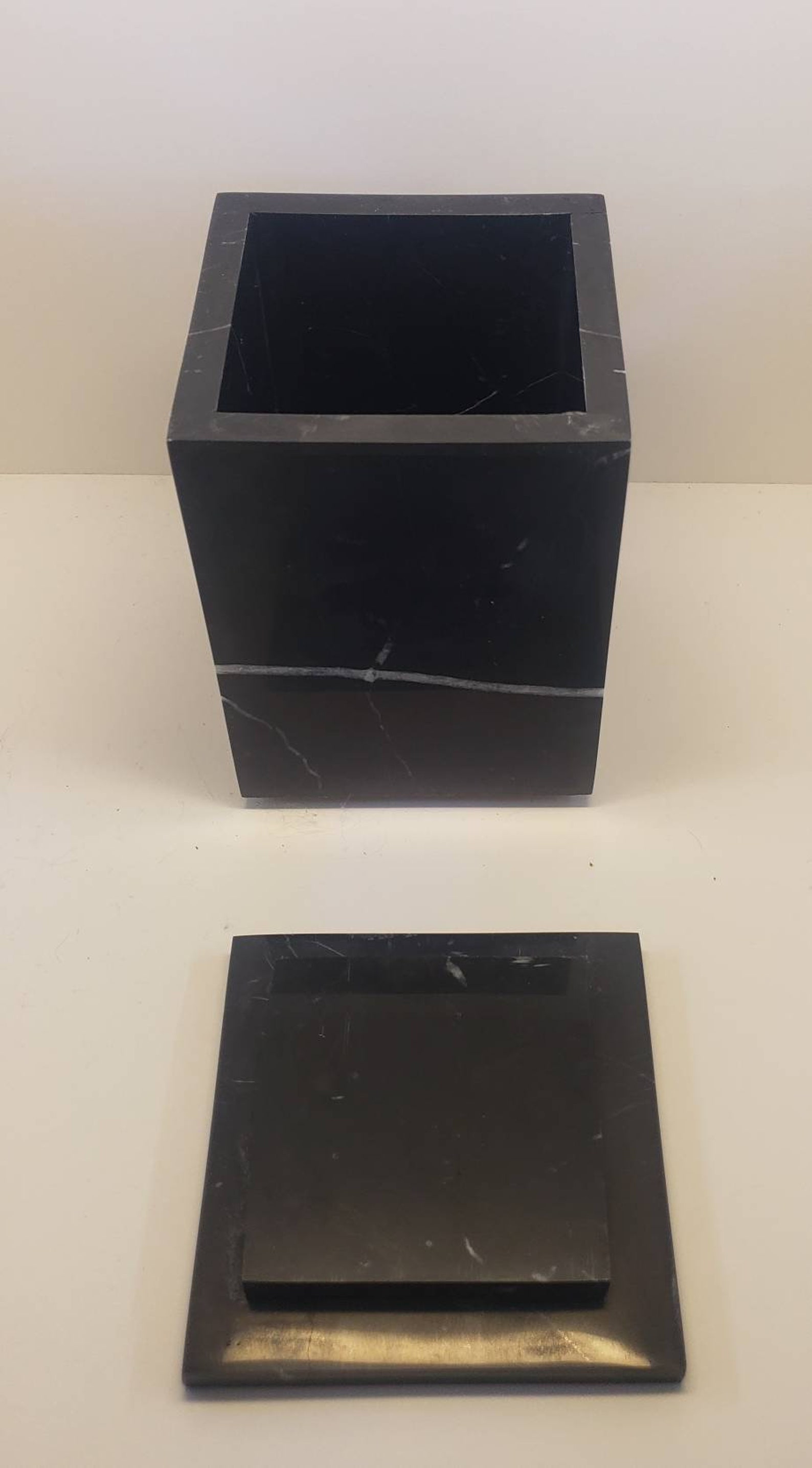 Handmade Nero Marquina Black Marble Box 4"×4" Height 5 1/2" Polished ...