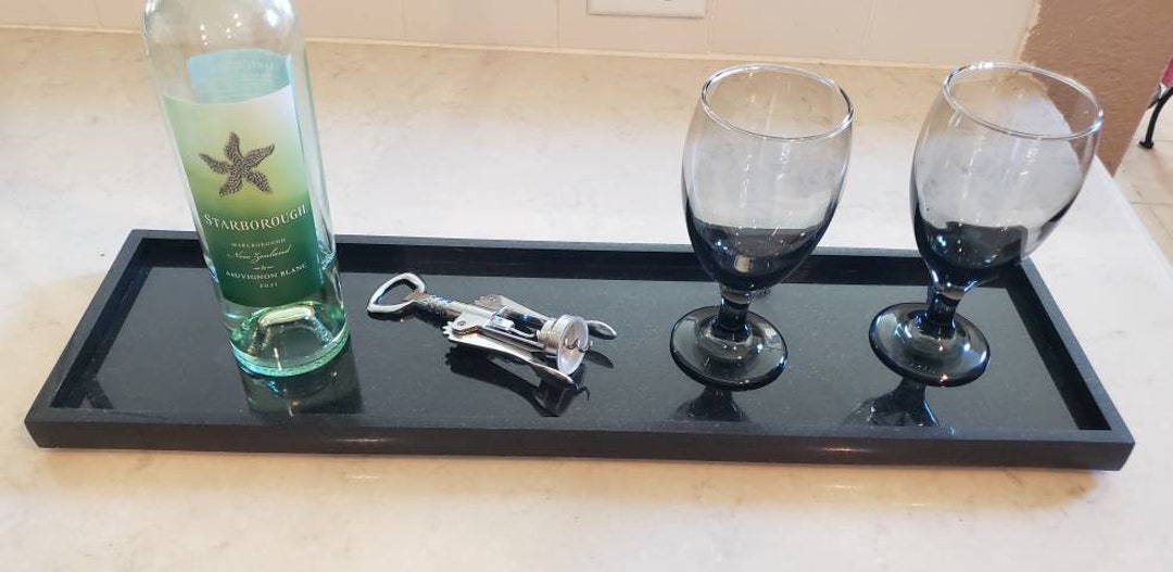 Handmade Absolute Black Granite Tray 24 3/4"" × 7" X 1"(height), Free ...