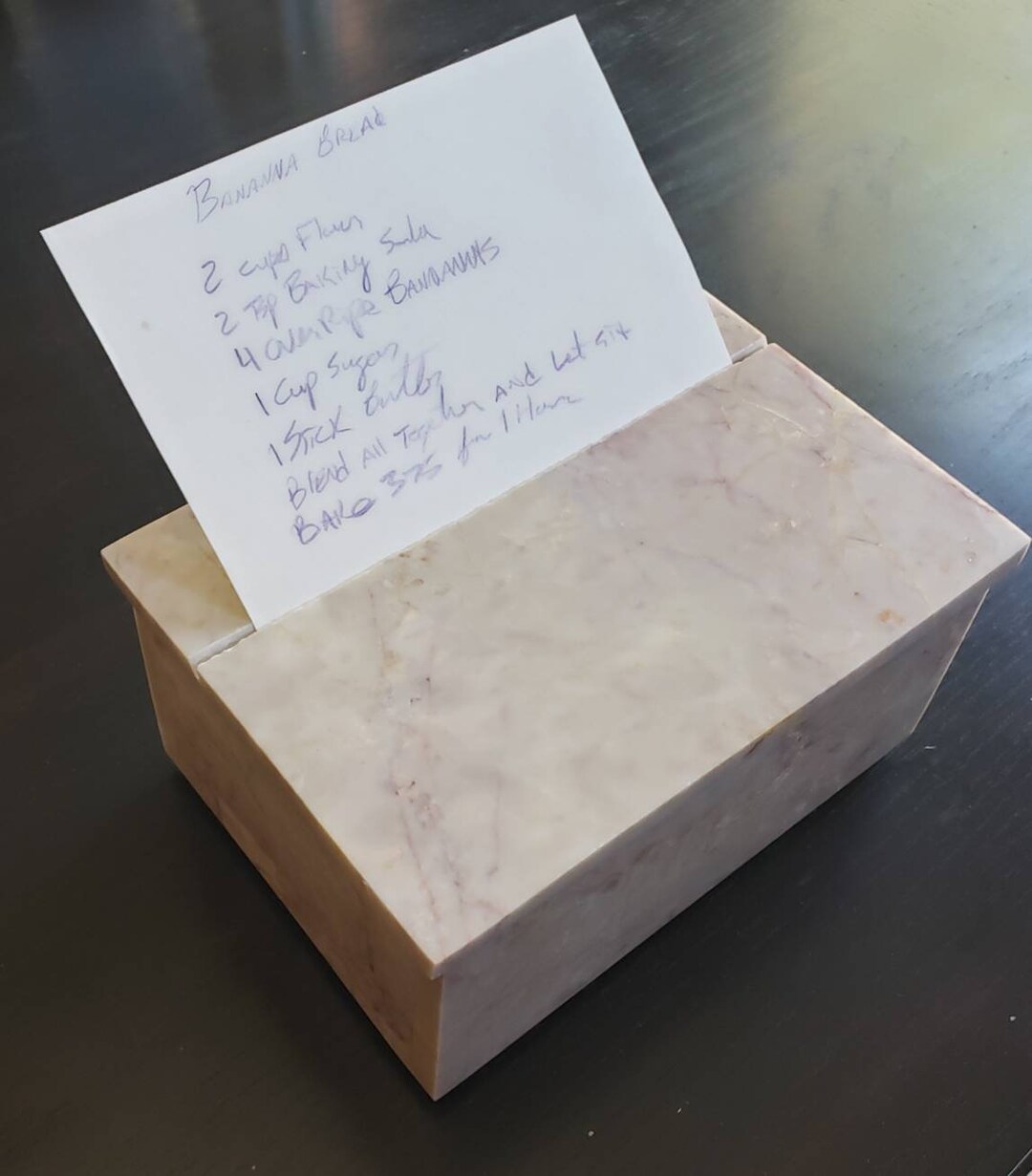 Handmade Recipe Box Dynasty Cream Marble 7"×5" Height 5 1/2"" Fits 6x4 ...