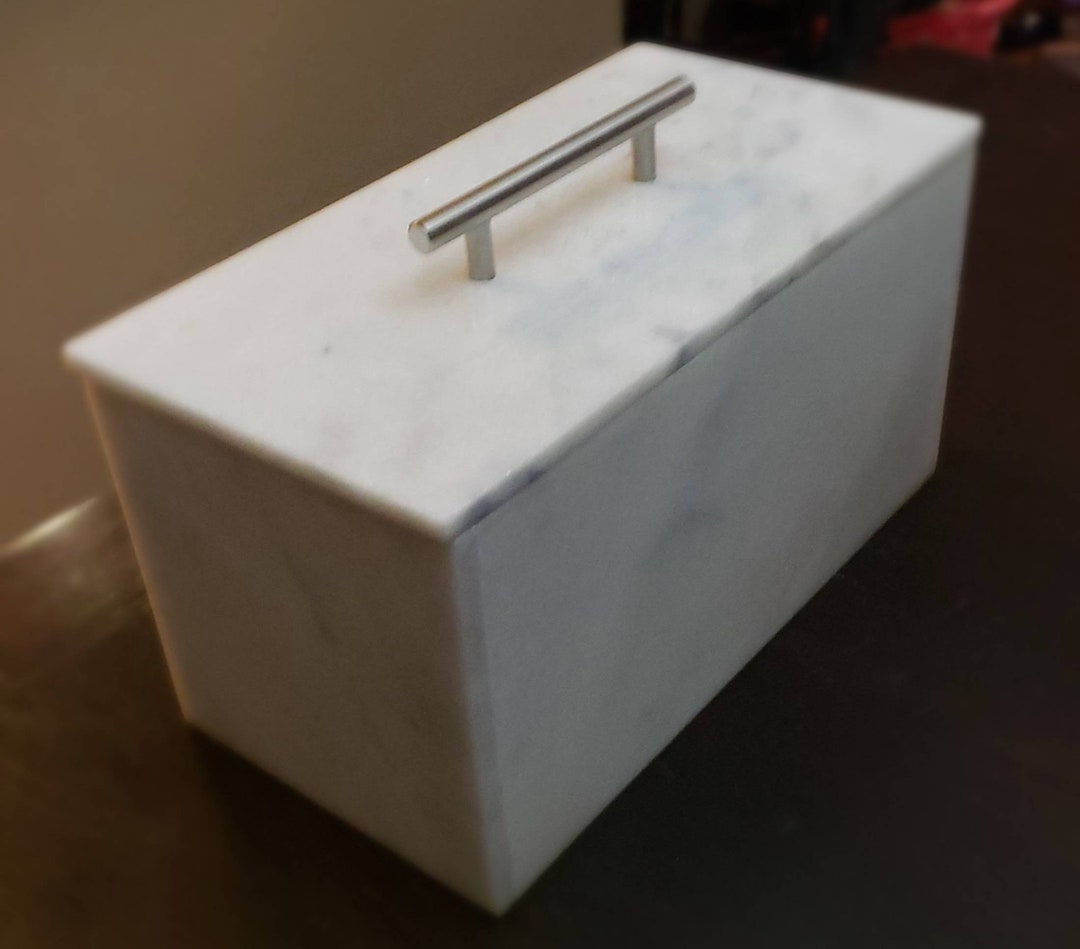 Handmade Glacier White Marble Box 12 3/4" × 6 3/4" Height 6 3/8" a ...