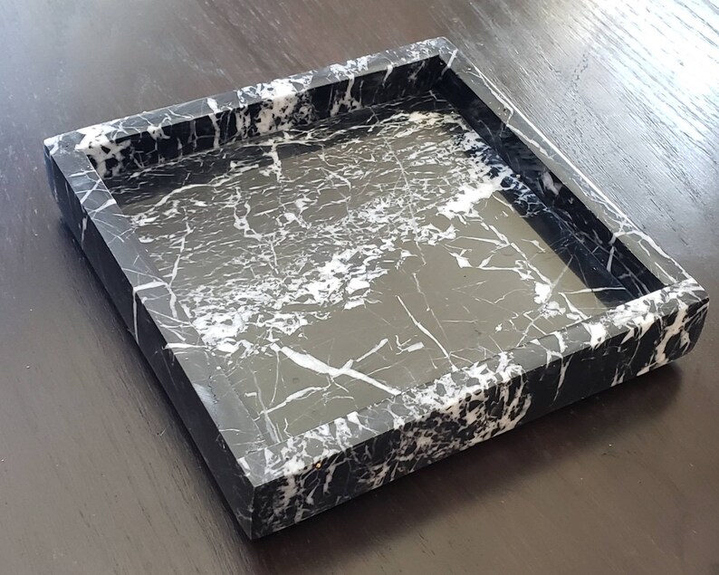 Mixed White Nero Marquina Marble Tray in Your Choice of Sizes , Perfect ...