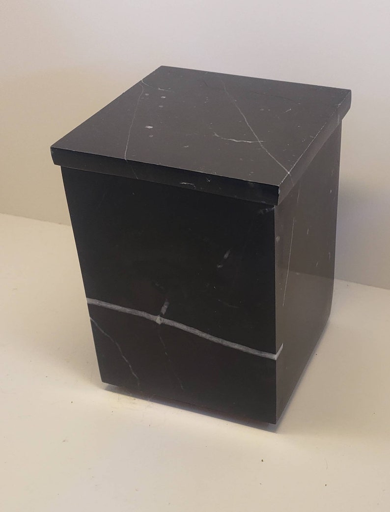 Handmade Nero Marquina Black Marble Box 4"×4" Height 5 1/2" Polished ...