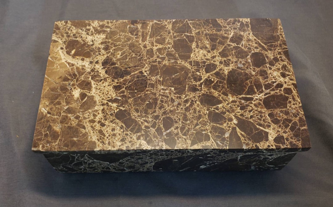 Handmade Emperador Dark Brown Marble Box 8"×5" Height 2 1/2" or Message ...