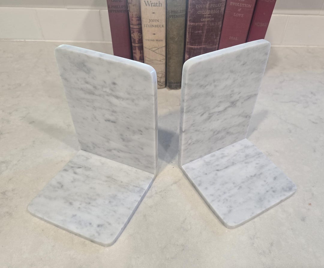 Bianco Carrara Marble Bookends(set of Two)a Beautiful Gift for Book ...