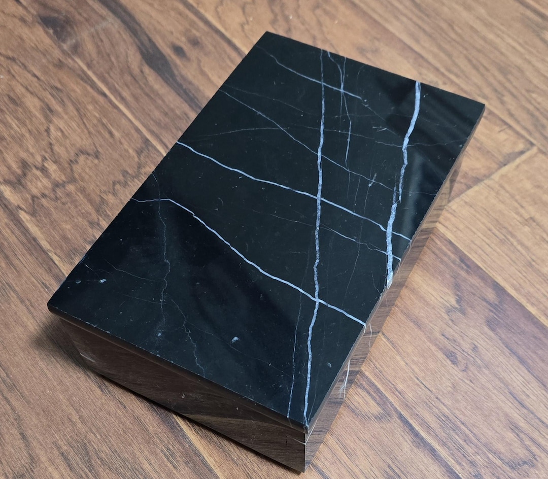 Handmade Nero Marquina Black Marble Box 10"×6" Height 3" or Message for ...