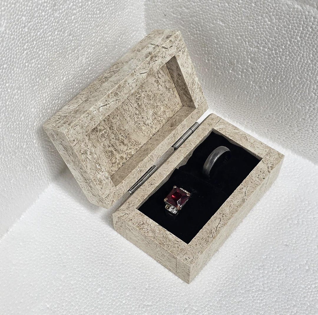 Cappuccino Marble Double Ring Box a Beautiful Box Perfect for a ...