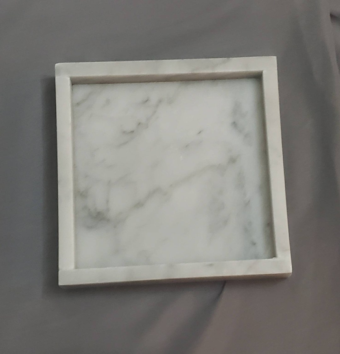 Handmade Marble Tray, Carrara Marble, 6" Square, Nightstand Decor - Etsy