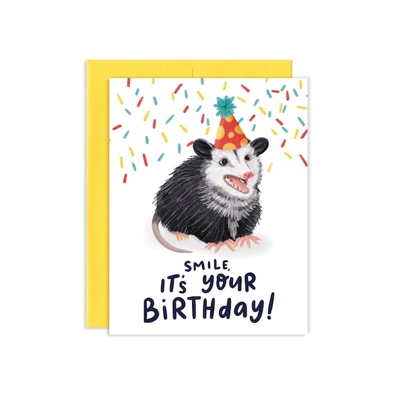 Opossum Birthday Card - Etsy