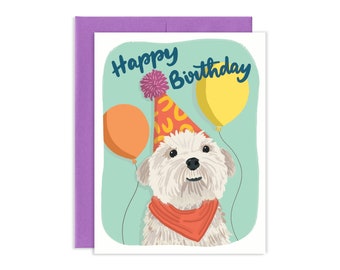 Maltese Happy Birthday Card - Etsy