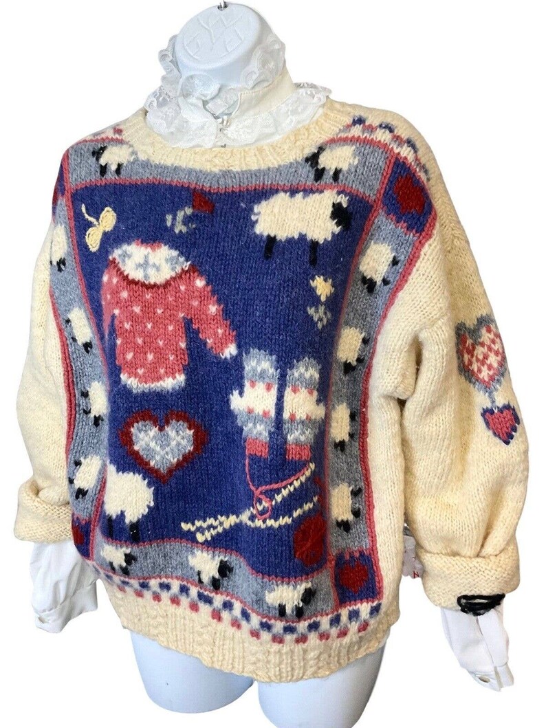 1980s Vintage Chunky Sheep Wool Novelty Print Lamb Warm - Etsy