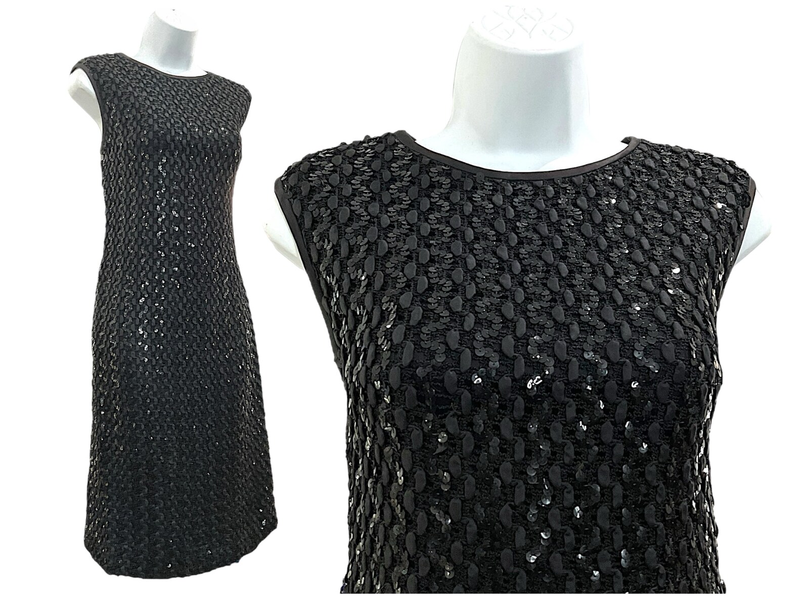 Vintage 1960s Black Sequin Ribbon Mod Dress LBD - Etsy