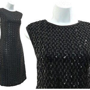 Vintage 1960s Black Sequin Ribbon Mod Dress LBD - Etsy