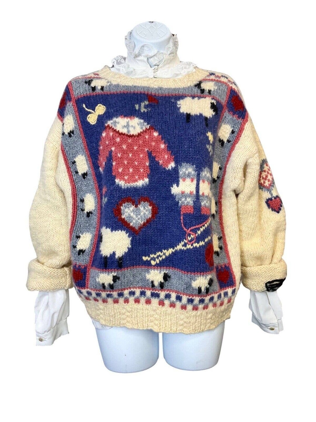 1980s Vintage Chunky Sheep Wool Novelty Print Lamb Warm - Etsy