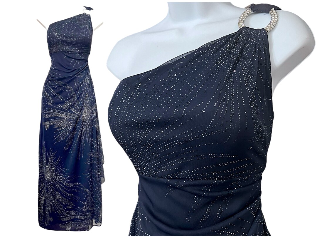Y2K baby, Youre the Goddess of Fireworks Navy Blue Sparkle Gown - Etsy