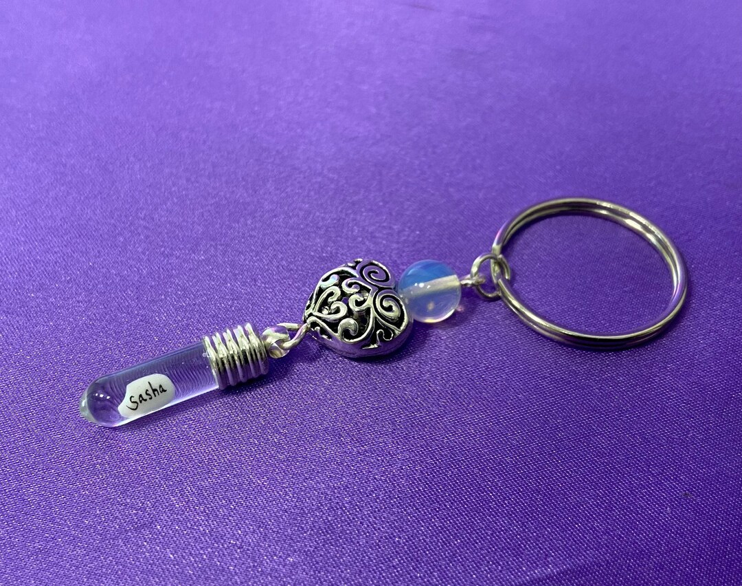 PERSONALISED HEART Keyring - Name on Rice - Personalised With Your ...